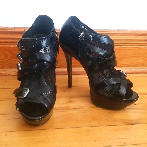 bebe | Shoes | Black Patent Leather Bebe Platform Stiletto Heels Size ...